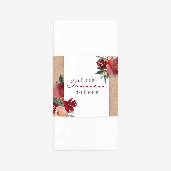 Freudentränen Banderole "Vintage rote Blumen" 10er Set