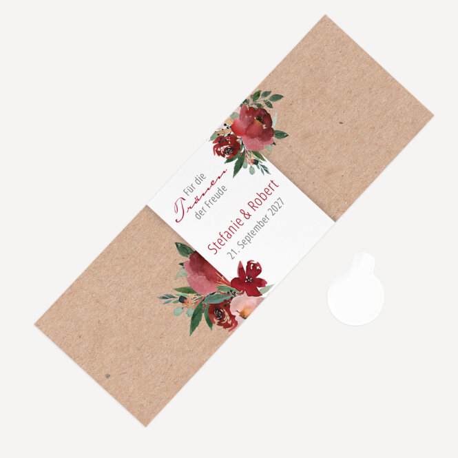 Freudentränen Banderole "Vintage rote Blumen" 10er Set