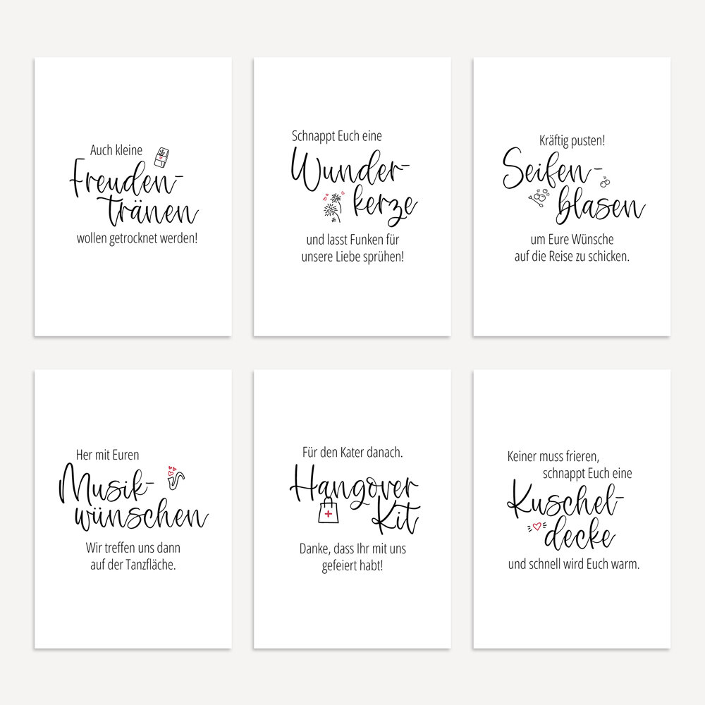 Schilder Set Hochzeit "Handlettering Style" - bestellen