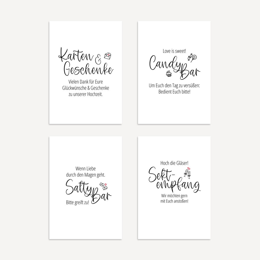 Schilder Set Hochzeit "Handlettering Style" - bestellen