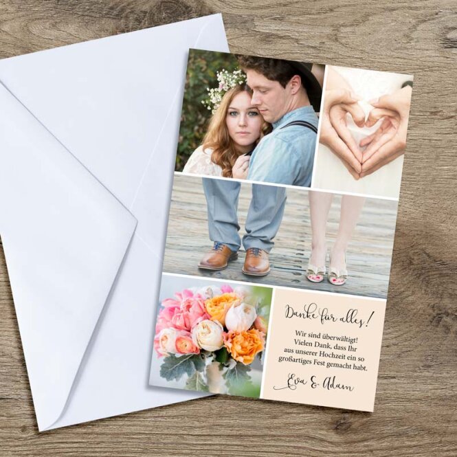 Danksagung Hochzeit "Innige Liebe" hier bestellen!